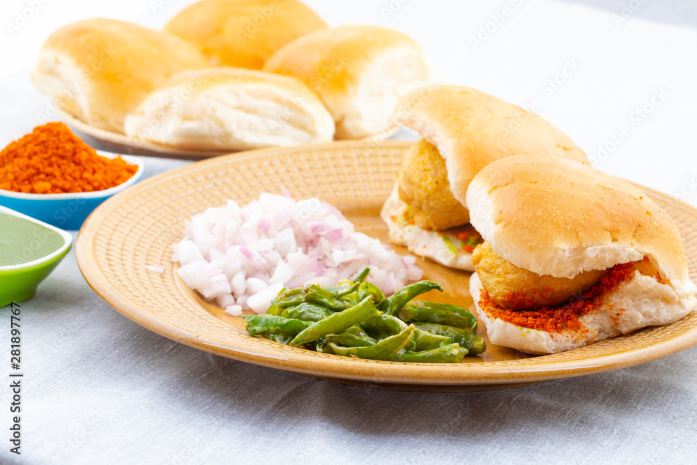 Indian Famous Street Food Vada Pav Also Know as Vada Paav, Wada Pav or ...