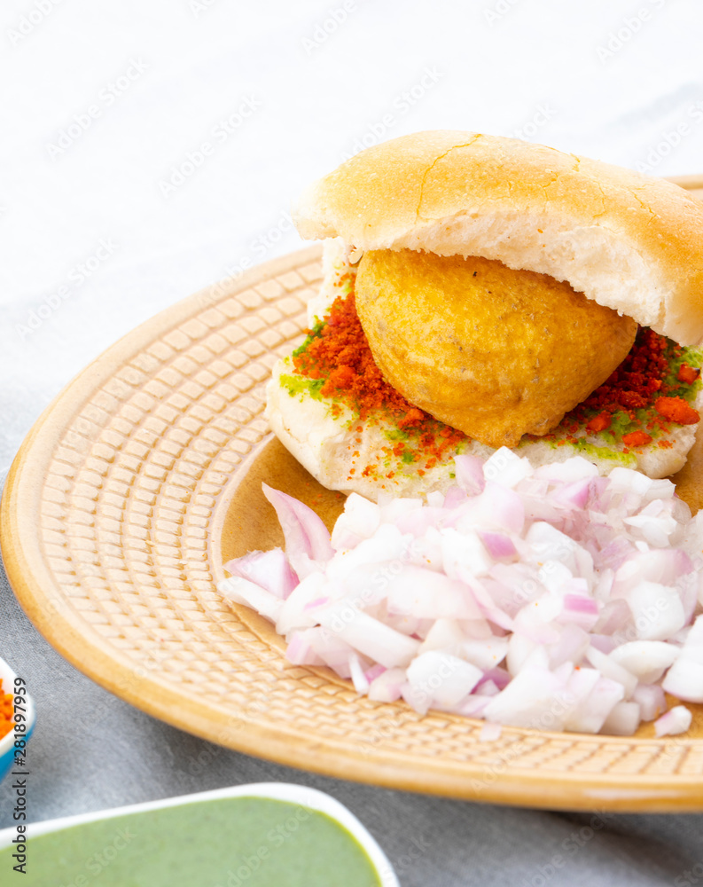Indian Famous Street Food Vada Pav Also Know as Vada Paav, Wada Pav or ...