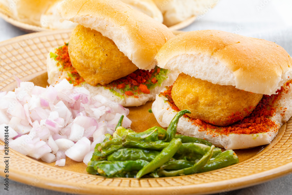 Indian Famous Street Food Vada Pav Also Know as Vada Paav, Wada Pav or ...