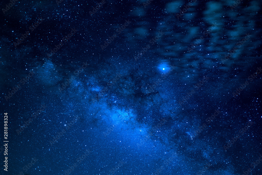 beautiful blue space of milky way in night sky Stock Photo | Adobe Stock
