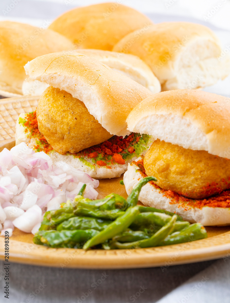 Indian Famous Street Food Vada Pav Also Know as Vada Paav, Wada Pav or ...