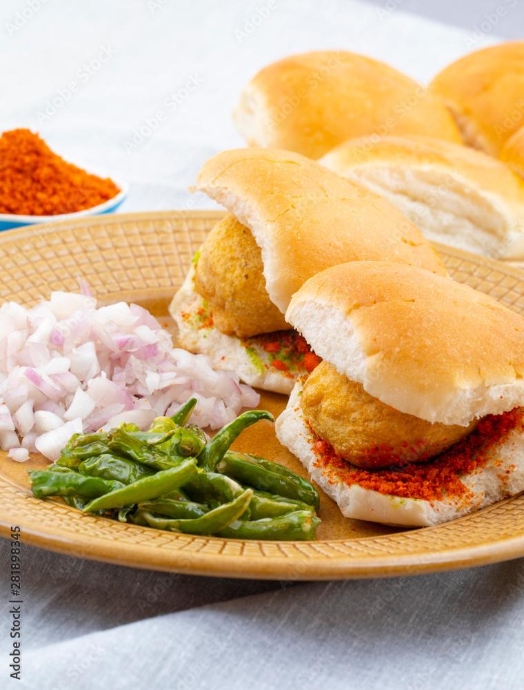 Indian Famous Street Food Vada Pav Also Know as Vada Paav, Wada Pav or ...