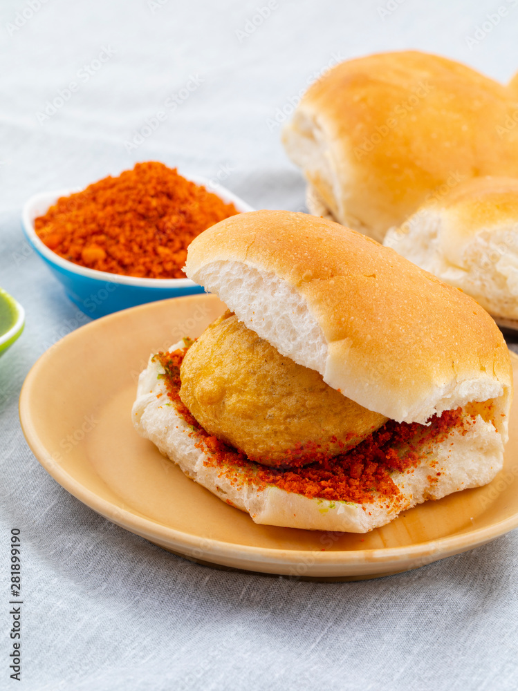 Indian Famous Street Food Vada Pav Also Know as Vada Paav, Wada Pav or ...