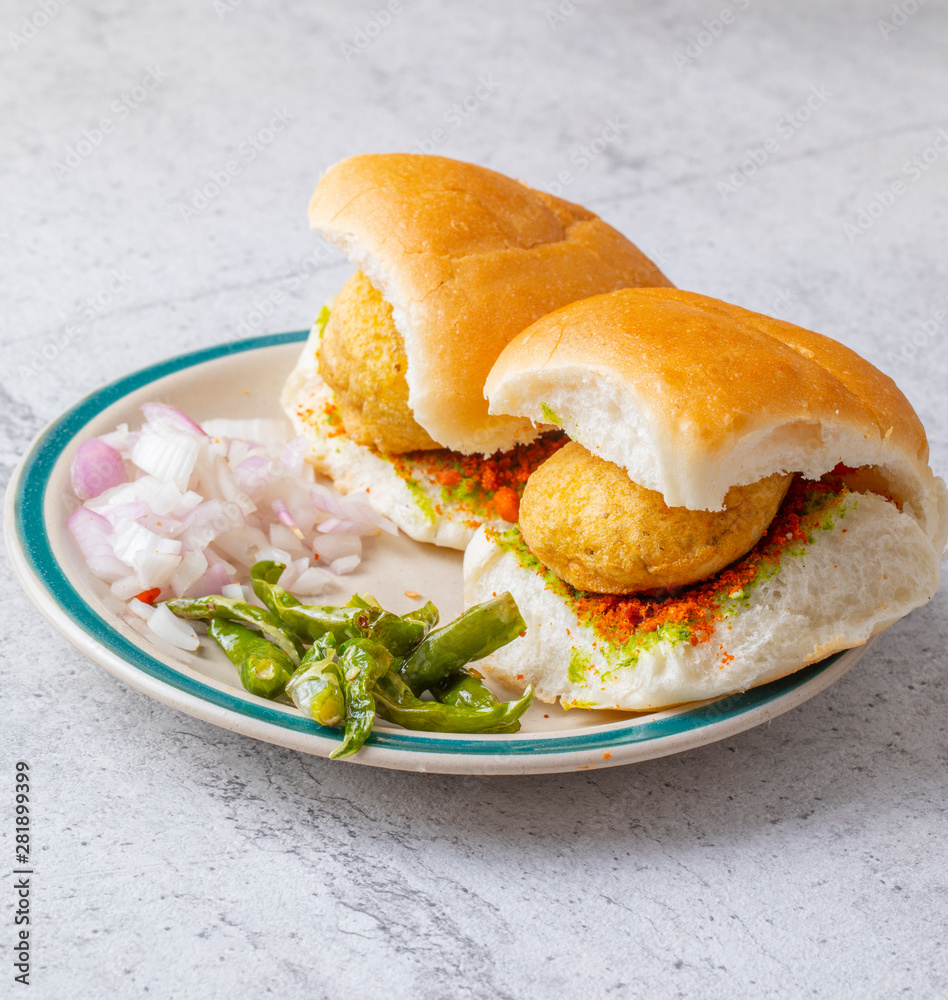 Indian Famous Street Food Vada Pav Also Know as Vada Paav, Wada Pav or ...