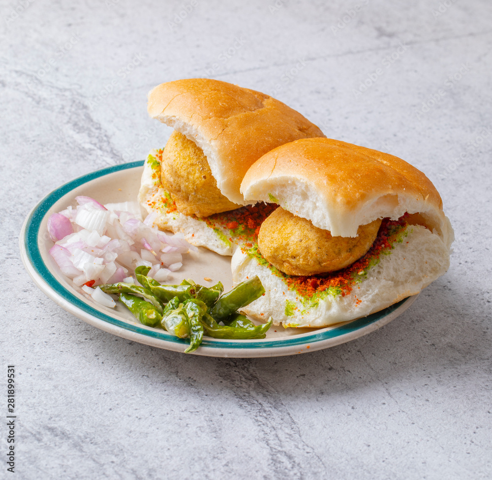 Indian Famous Street Food Vada Pav Also Know as Vada Paav, Wada Pav or ...