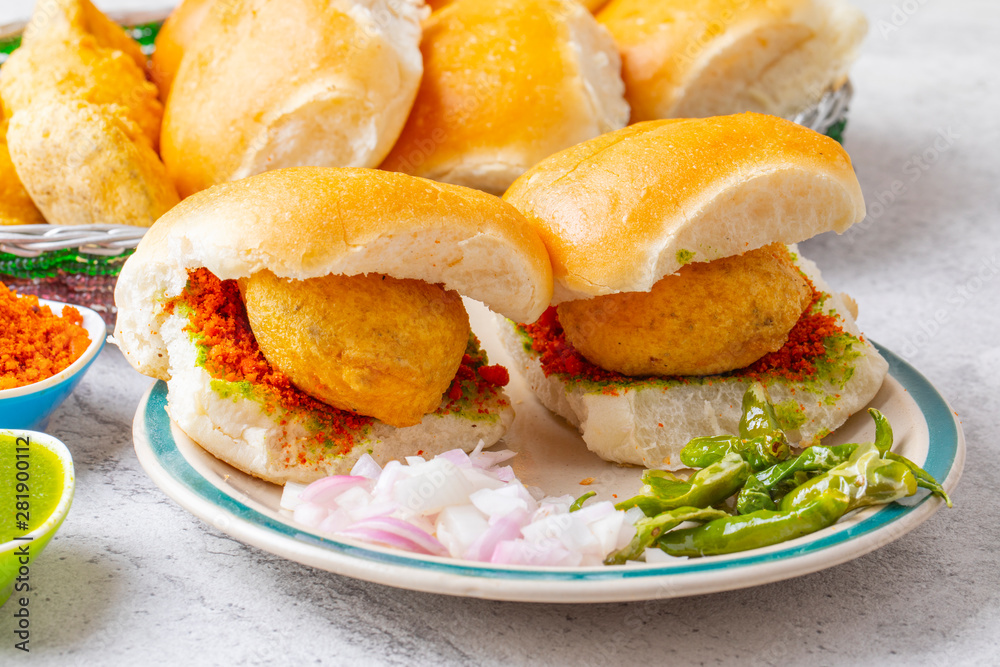 Indian Famous Street Food Vada Pav Also Know as Vada Paav, Wada Pav or ...