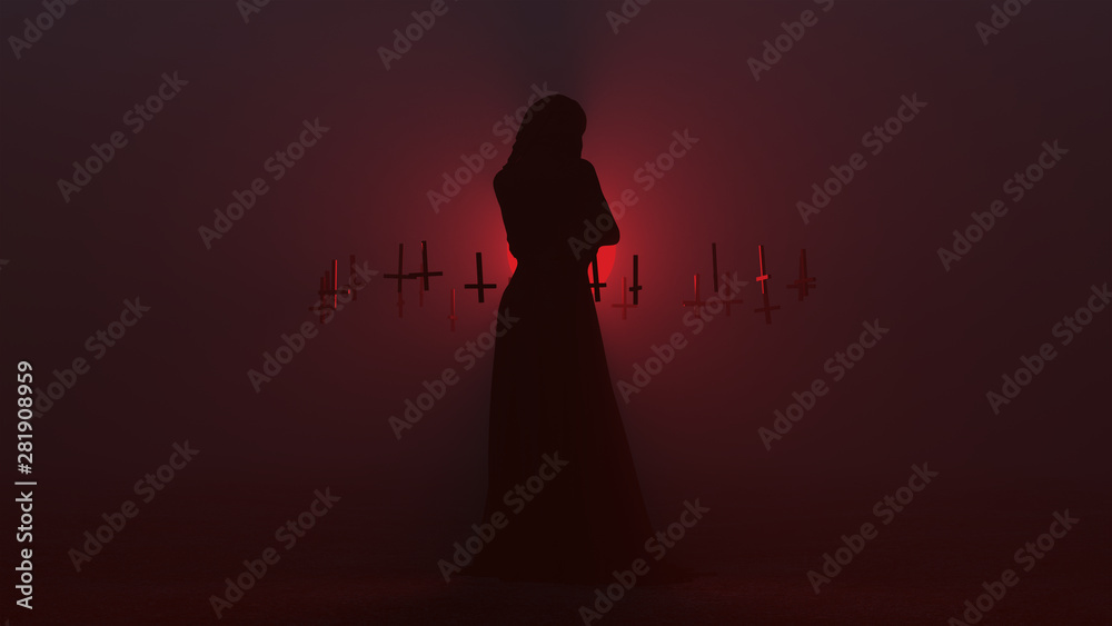 Black Seductive Vampire Devil in a Futuristic Haute Couture Full Body ...