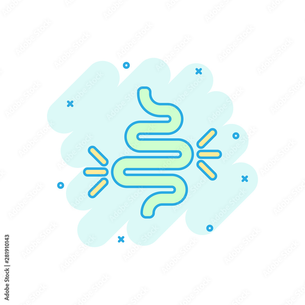 Gut constipation icon in comic style. Colitis vector cartoon ...