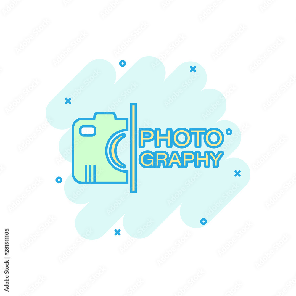 Camera device sign icon in comic style. Photography vector cartoon ...