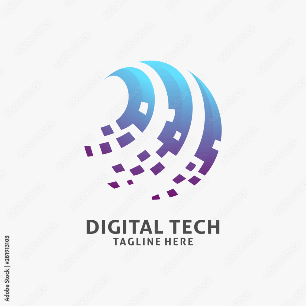 Digital tech logo design Stock Vector | Adobe Stock
