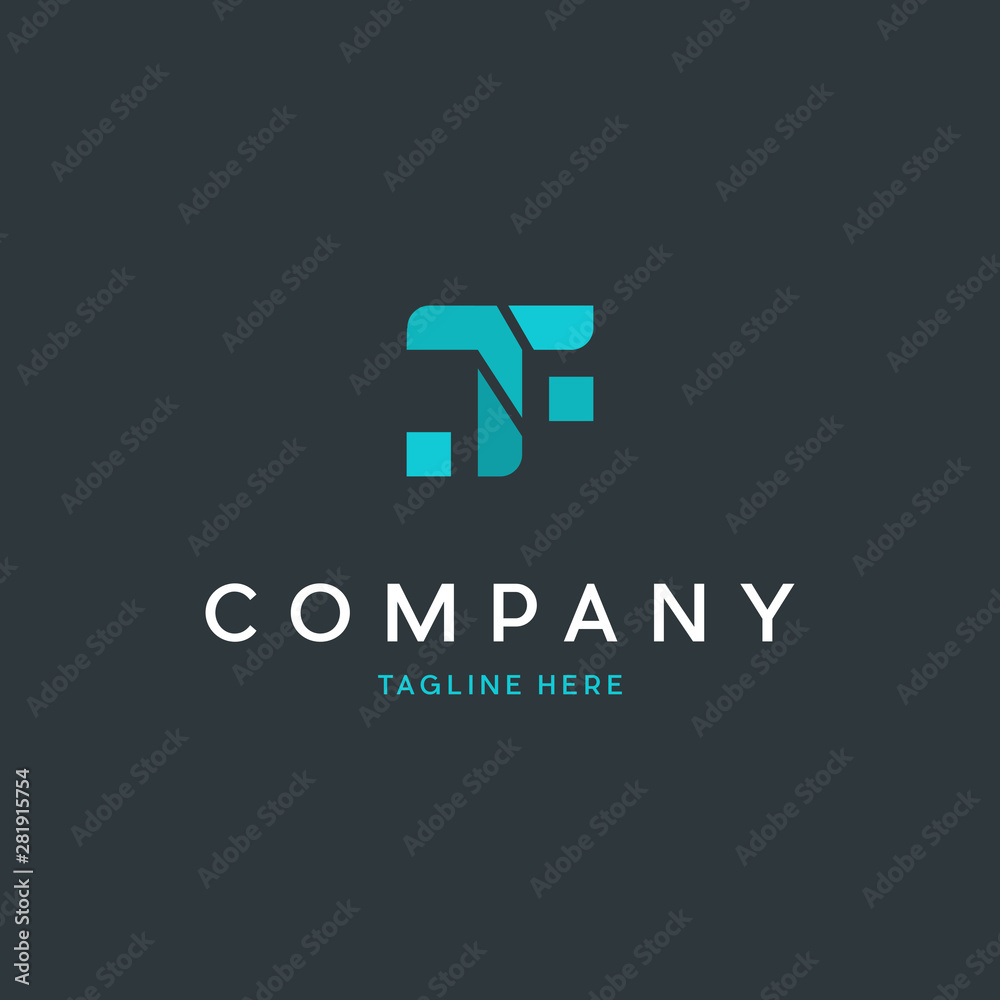 TF Initial Logo designs with pixel texture Vector illustration, TF FT ...