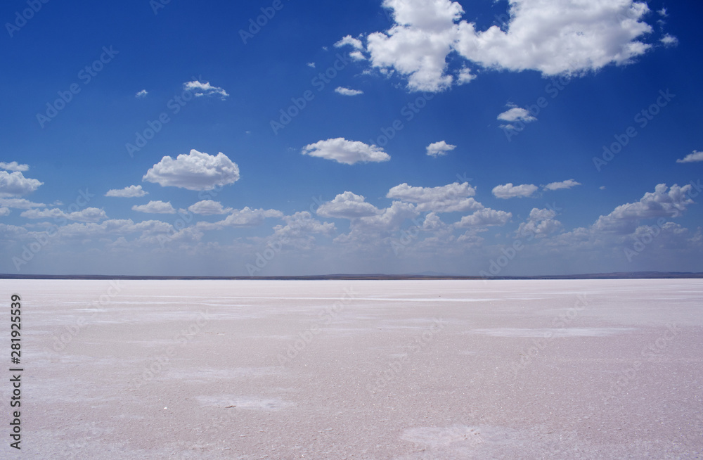Turkey, Central Anatolia Region: aerial view of the salt expanse of ...