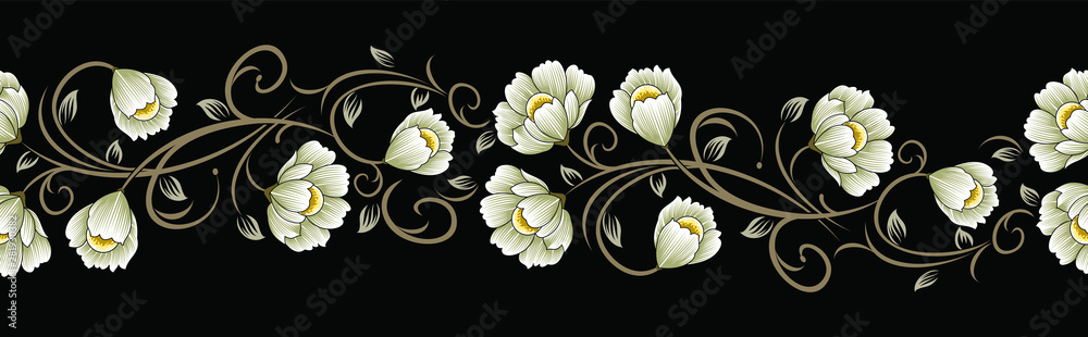 Traditional indian seamless textile floral border Stock Vector | Adobe ...