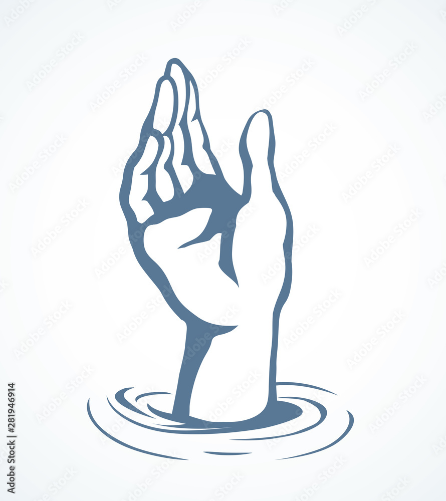 Hand pulls up. Vector drawing. Stock Vector | Adobe Stock