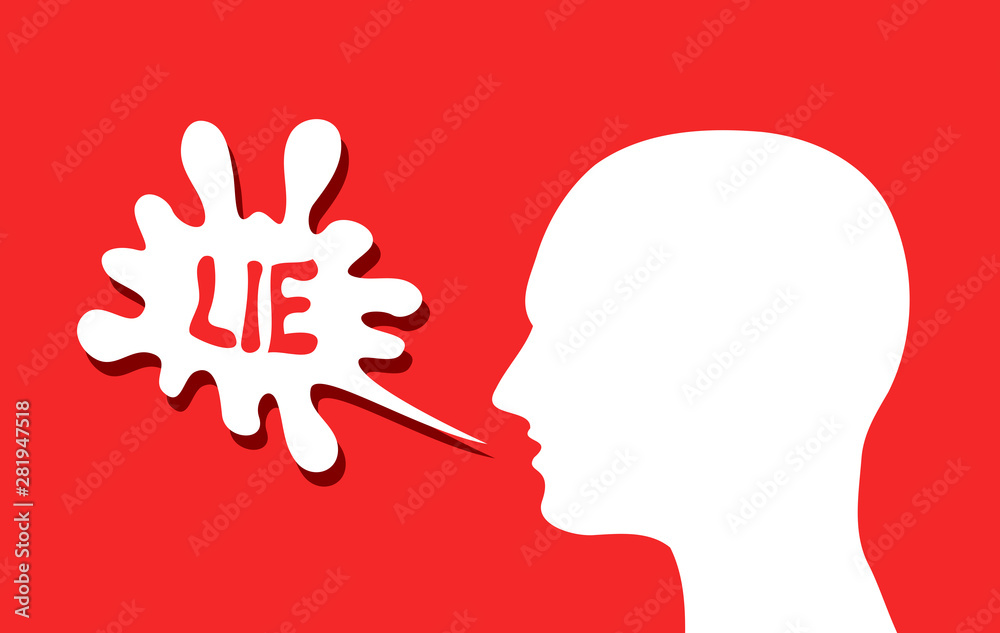 Liar is talking lie - false and fake speech to deceive and cheat ...