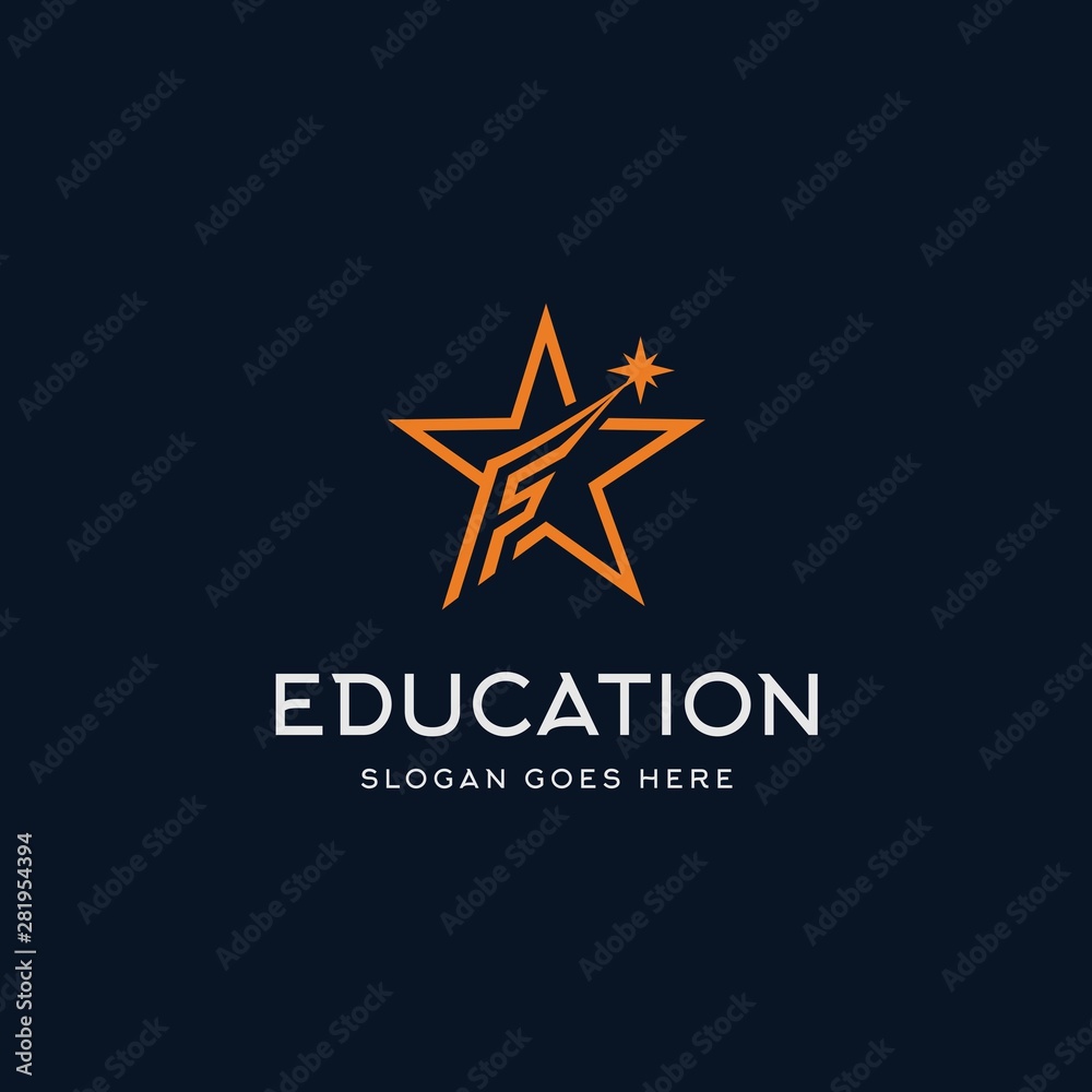 Initial letter F yellow star education logo design inspiration Stock ...