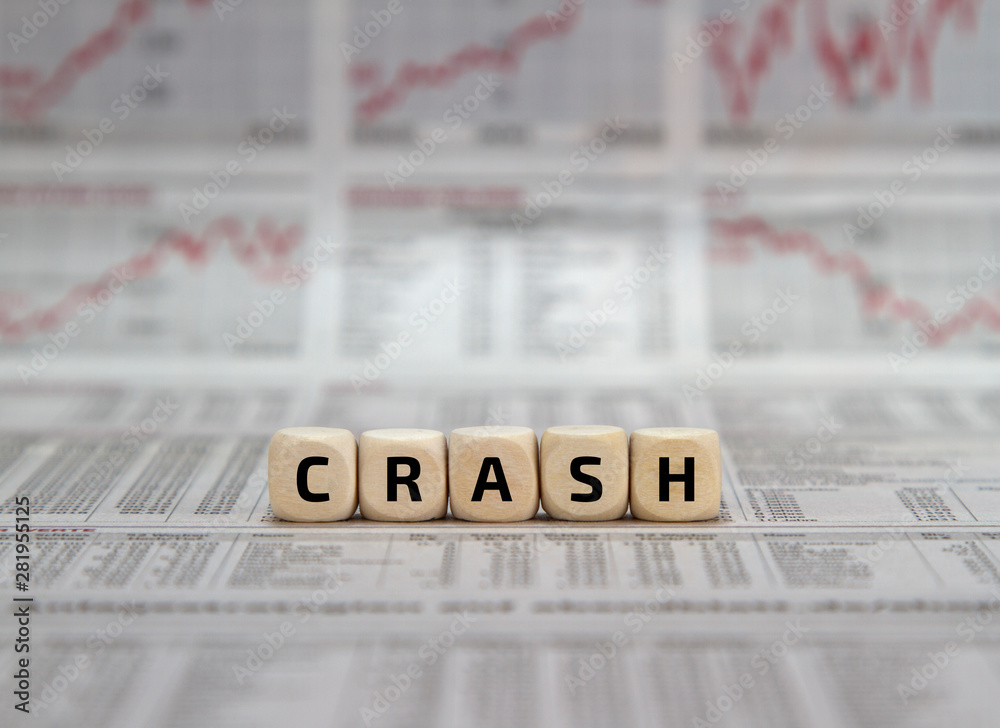 stock market crash word on a business newspaper background Stock Photo ...