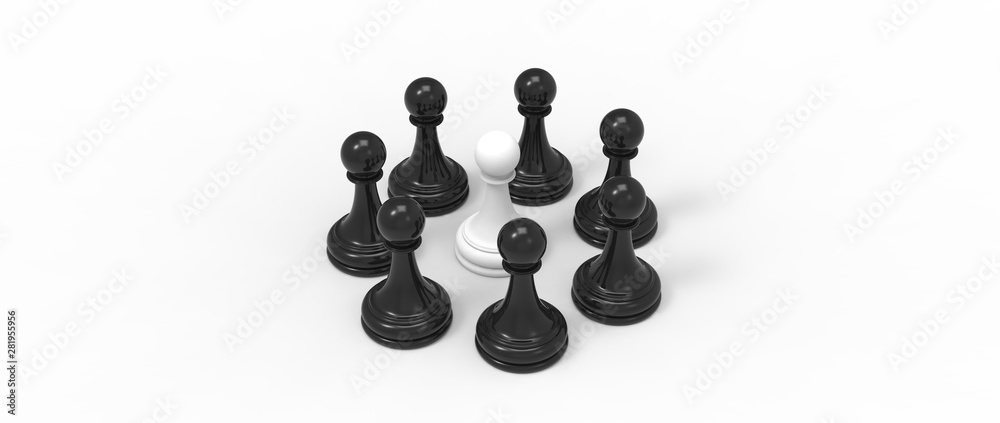 Render de piezas de juego de ajedrez en 3d. Modelo tridimensional de ...