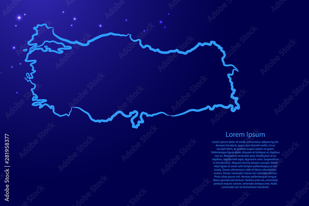 Turkey map from the contour blue brush lines different thickness and ...