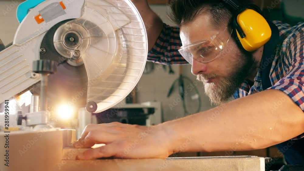 Slow motion of a circular saw being used to process wood Stock Video ...