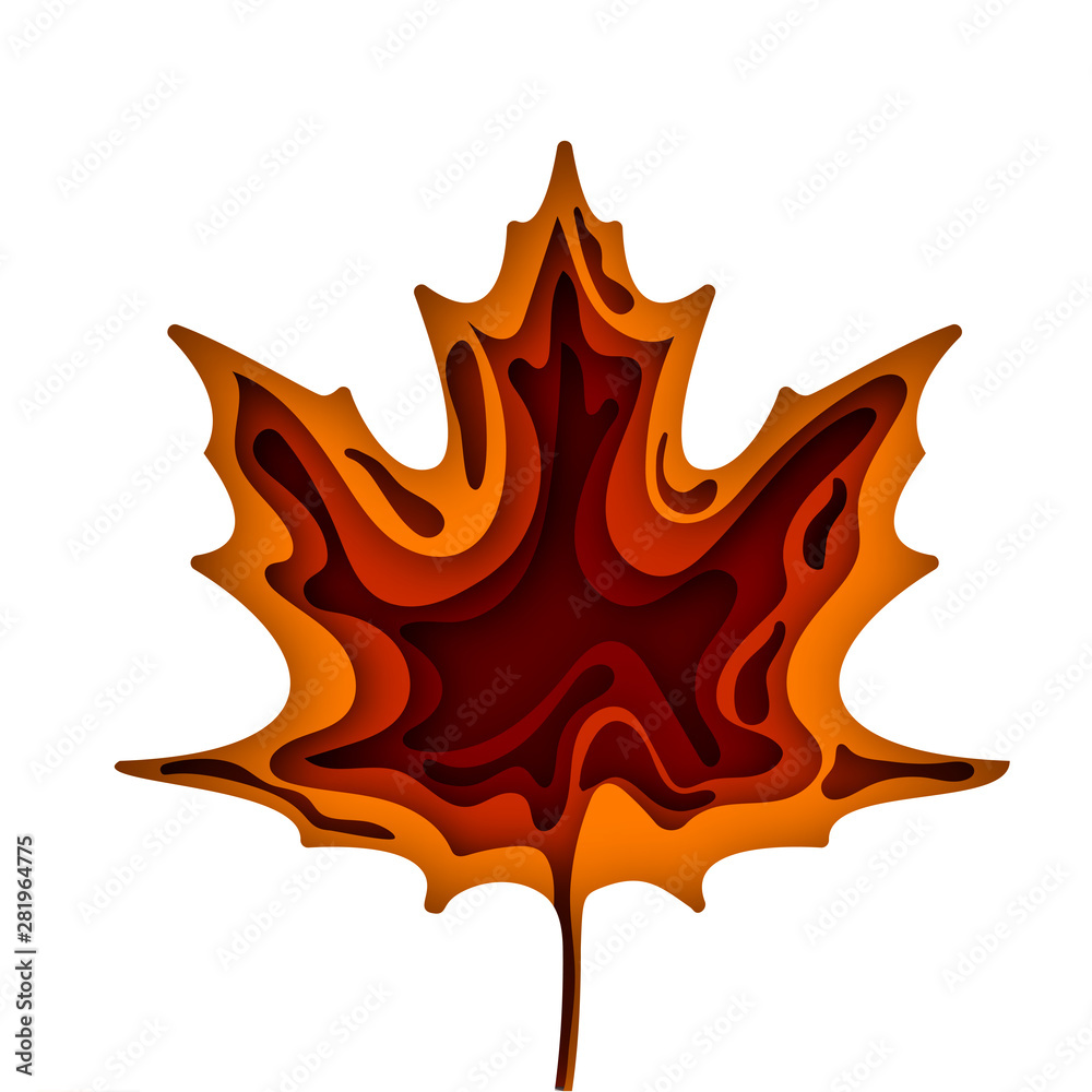 Paper art cartoon abstract waves. Autumn paper carve background. The ...