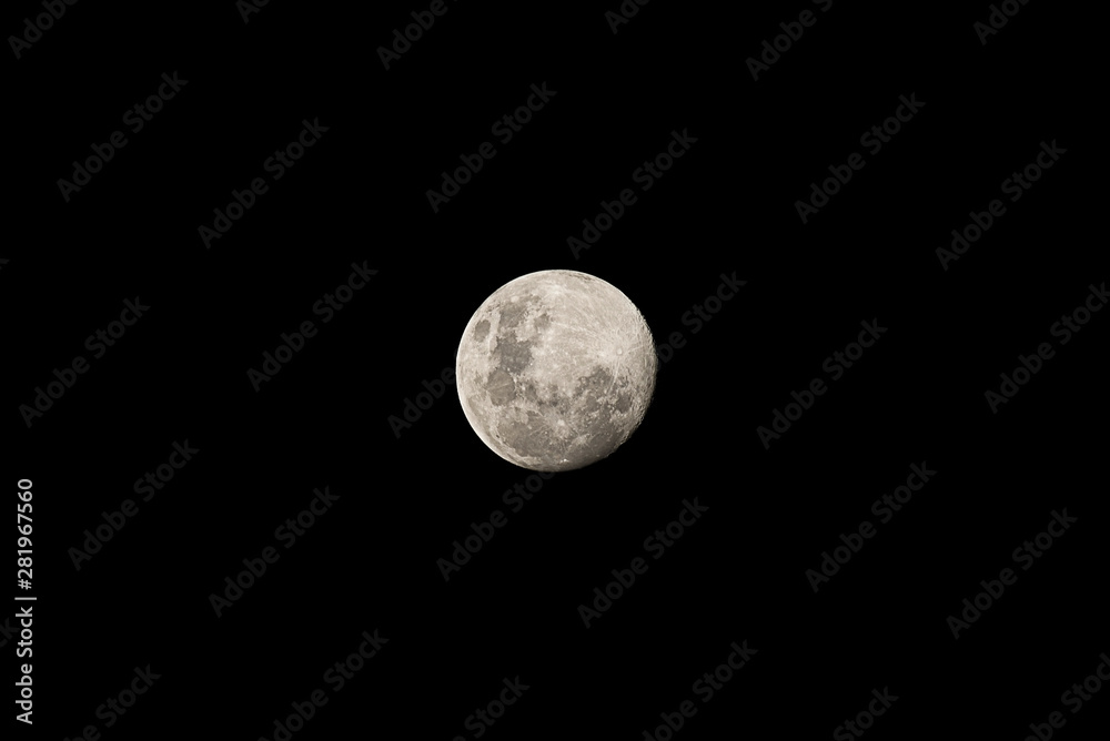 Cloudless night sky with full moon and deep black universe in the ...