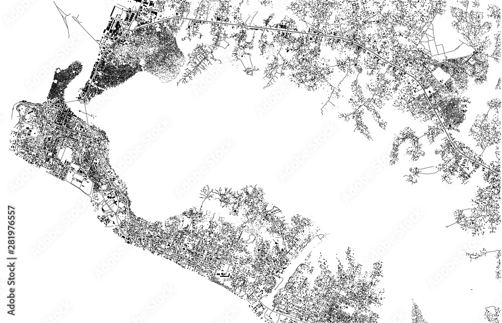 Satellite map of Monrovia, it is the capital city of the West African ...