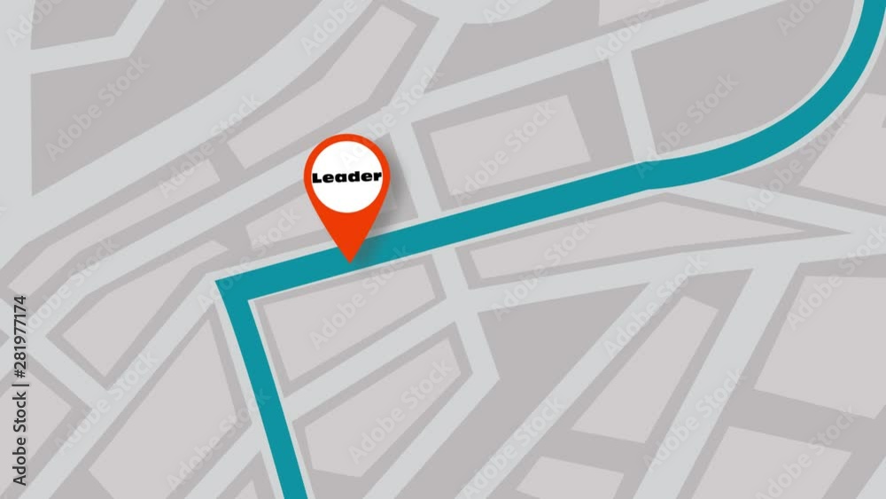 4K animation aerial view of map with 3d building and destination moving ...