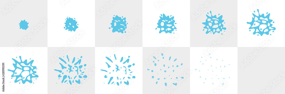 Water Splash Sequence Animation Sprite Sheet. Vector splash frames ...