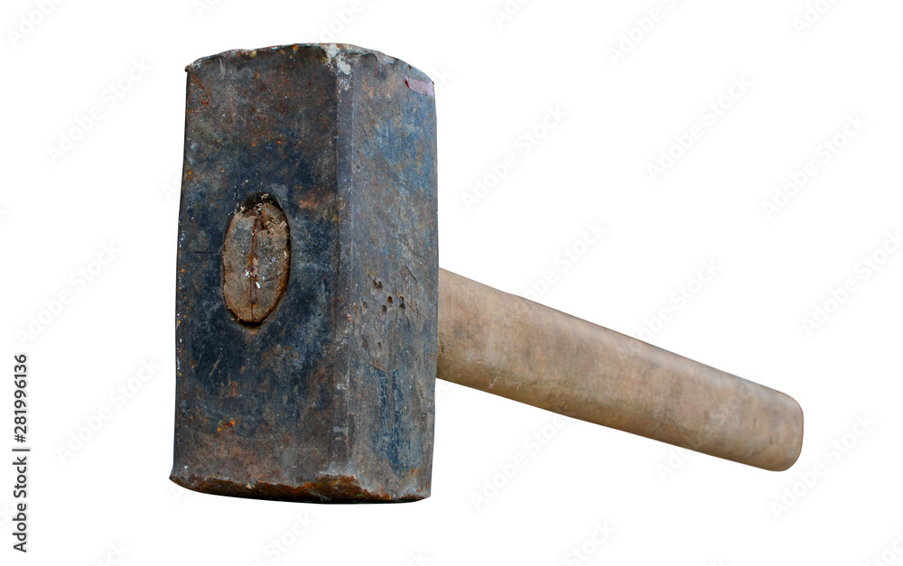 Big, heavy and severe hammer named sledgehammer. Isolated on white ...