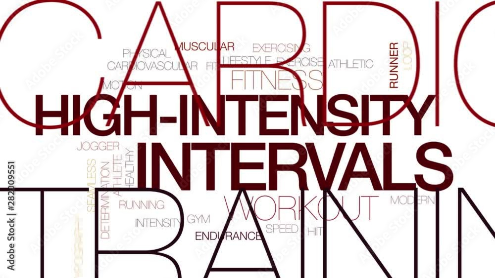High-intensity intervals animated word cloud. Kinetic typography. Stock ...