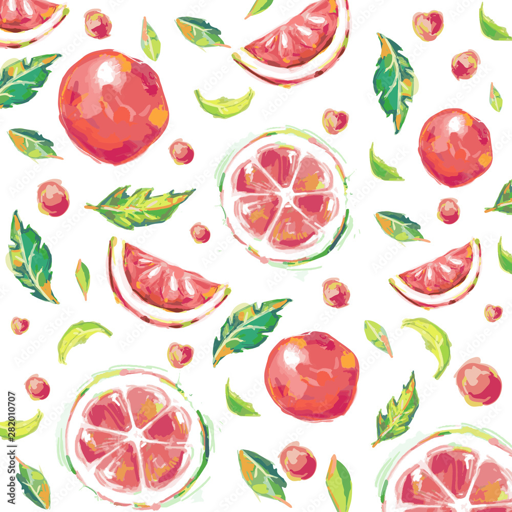Pattern of citrus grapefruit print, trendy exotic sunny background ...