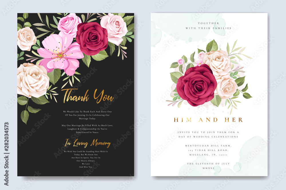 wedding card design with floral frame template Stock Vector | Adobe Stock