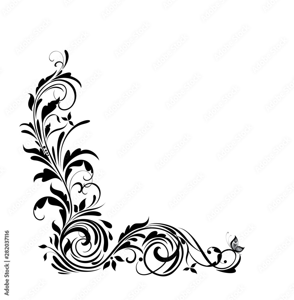 Vintage floral border for wedding design, fashion labels, greeting card ...