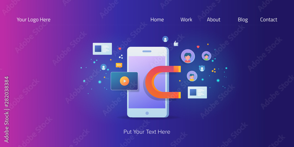 Viral social media content showing on mobile phone, inbound marketing ...