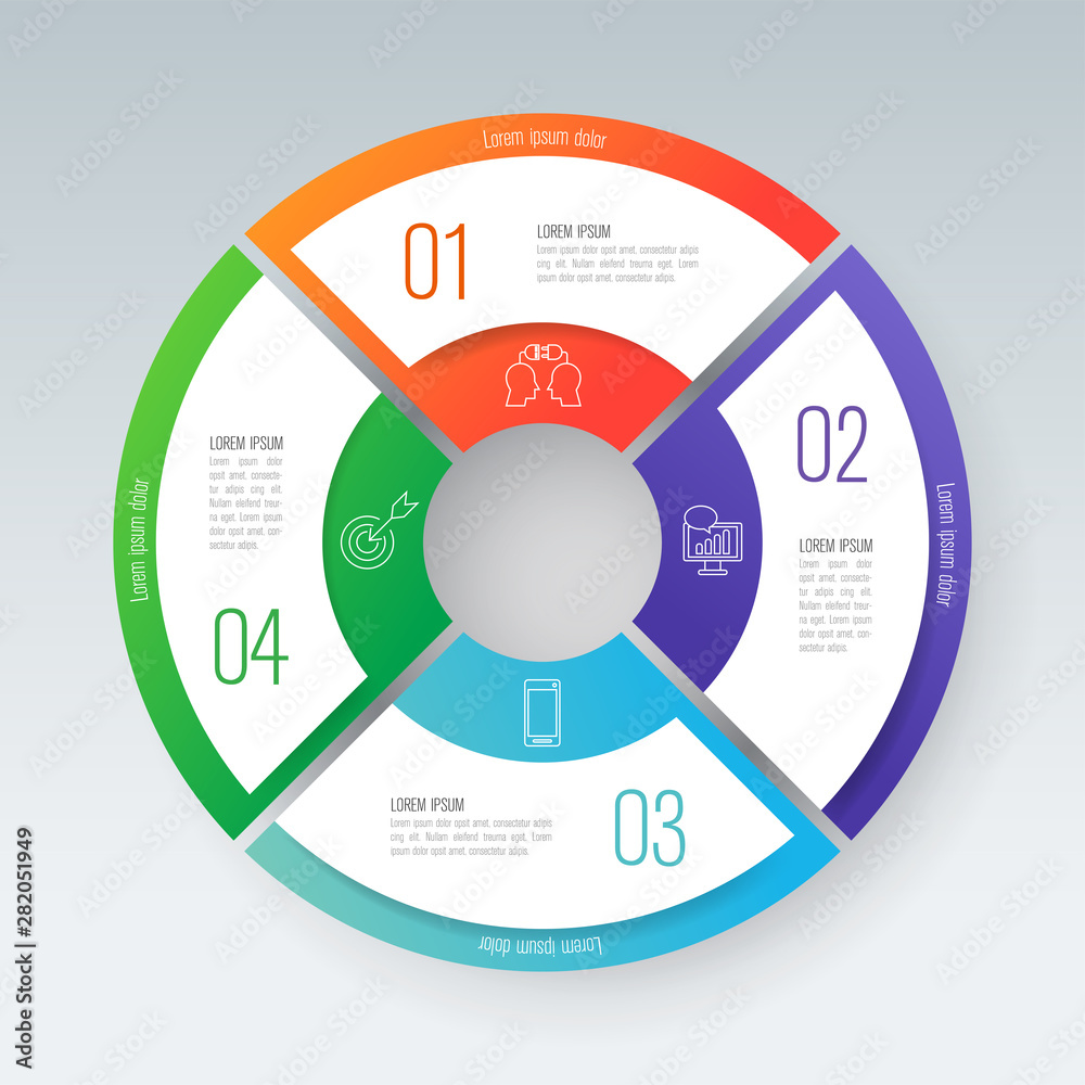 Infographics design paper art style and business icons with 4 options ...