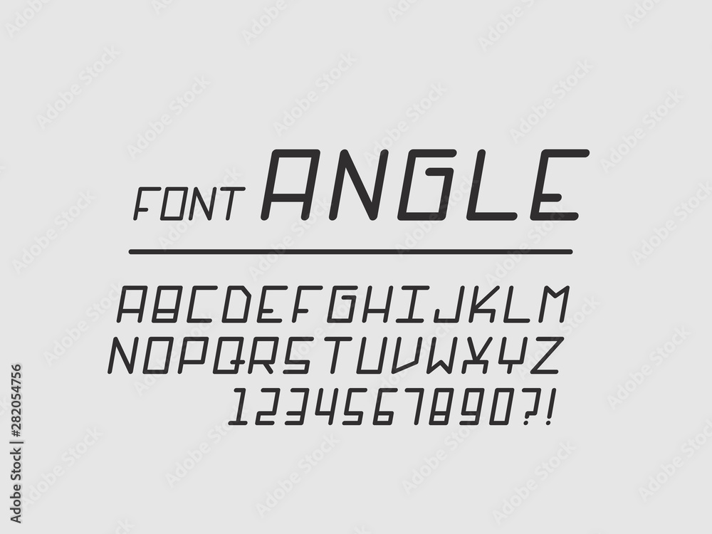 Angle font. Vector alphabet letters and numbers. Typeface design. Typography Graphic Stock ...
