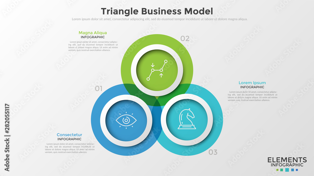 Concept of triangle business model with 3 options Stock Vector | Adobe ...