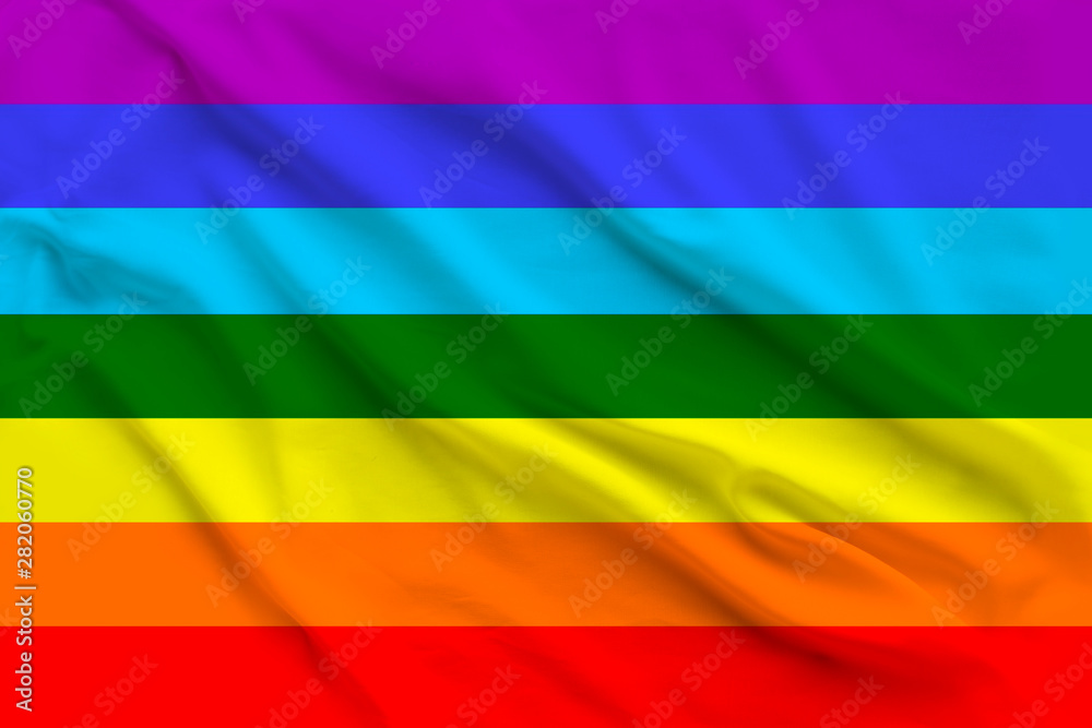 The rainbow flag, the symbol of the international movement for peace on ...