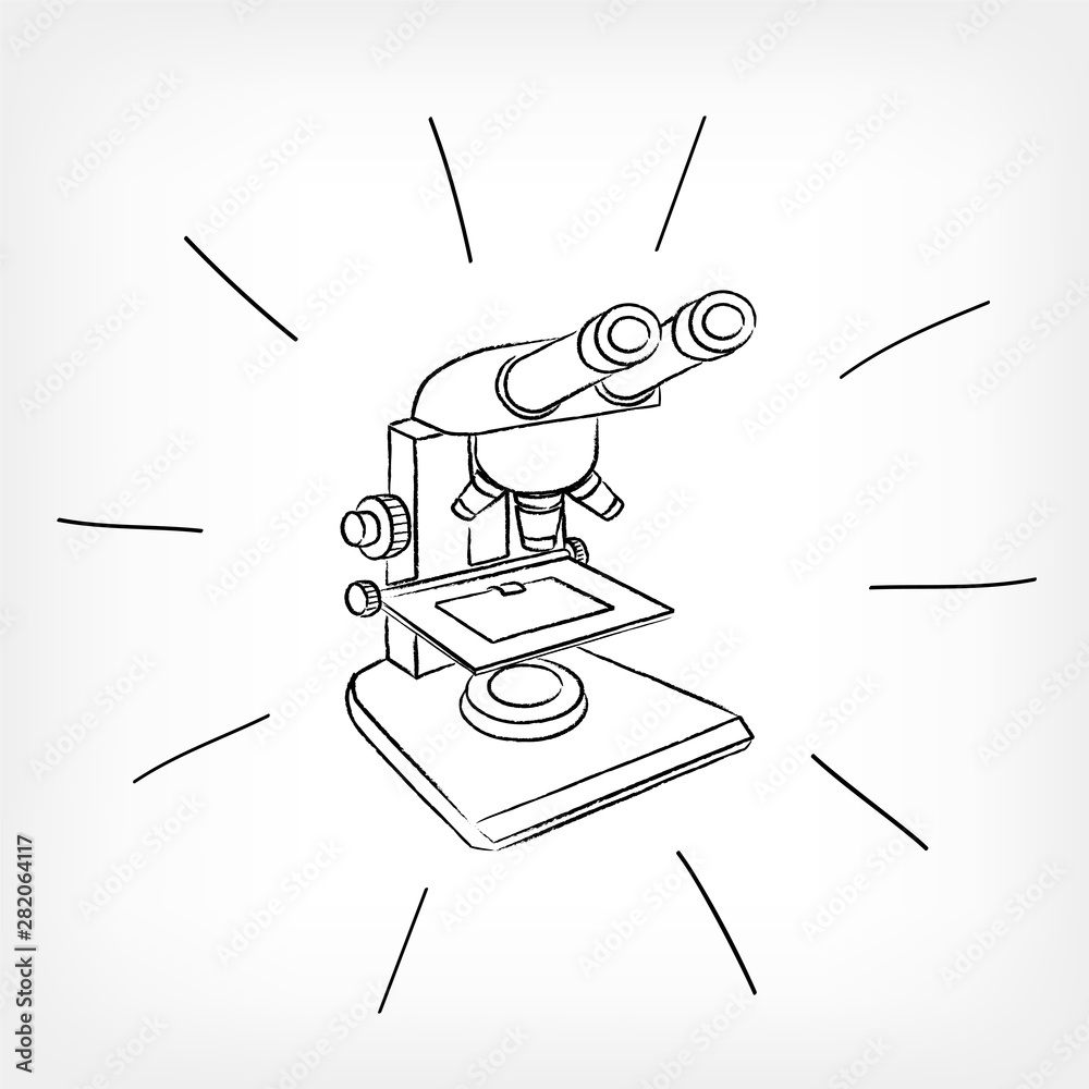 drawing microscope white background Stock Vector | Adobe Stock