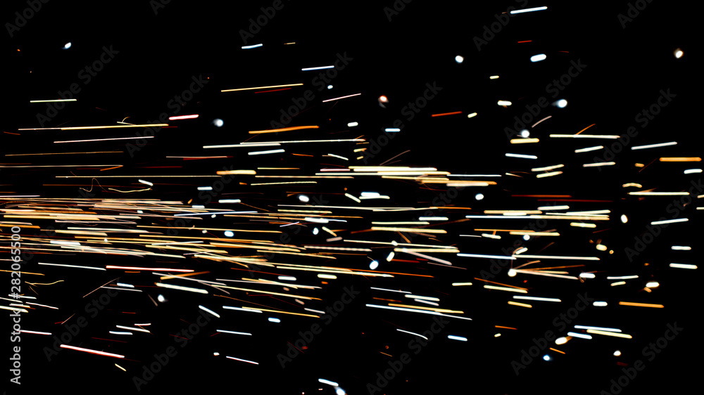 Horizontal stream of fire sparks Stock Photo | Adobe Stock