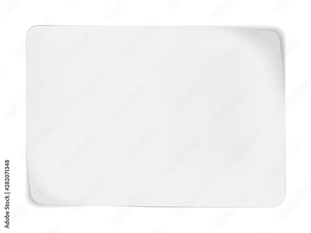 Blank white rectangular sticker with peeled off corners, vector mockup ...