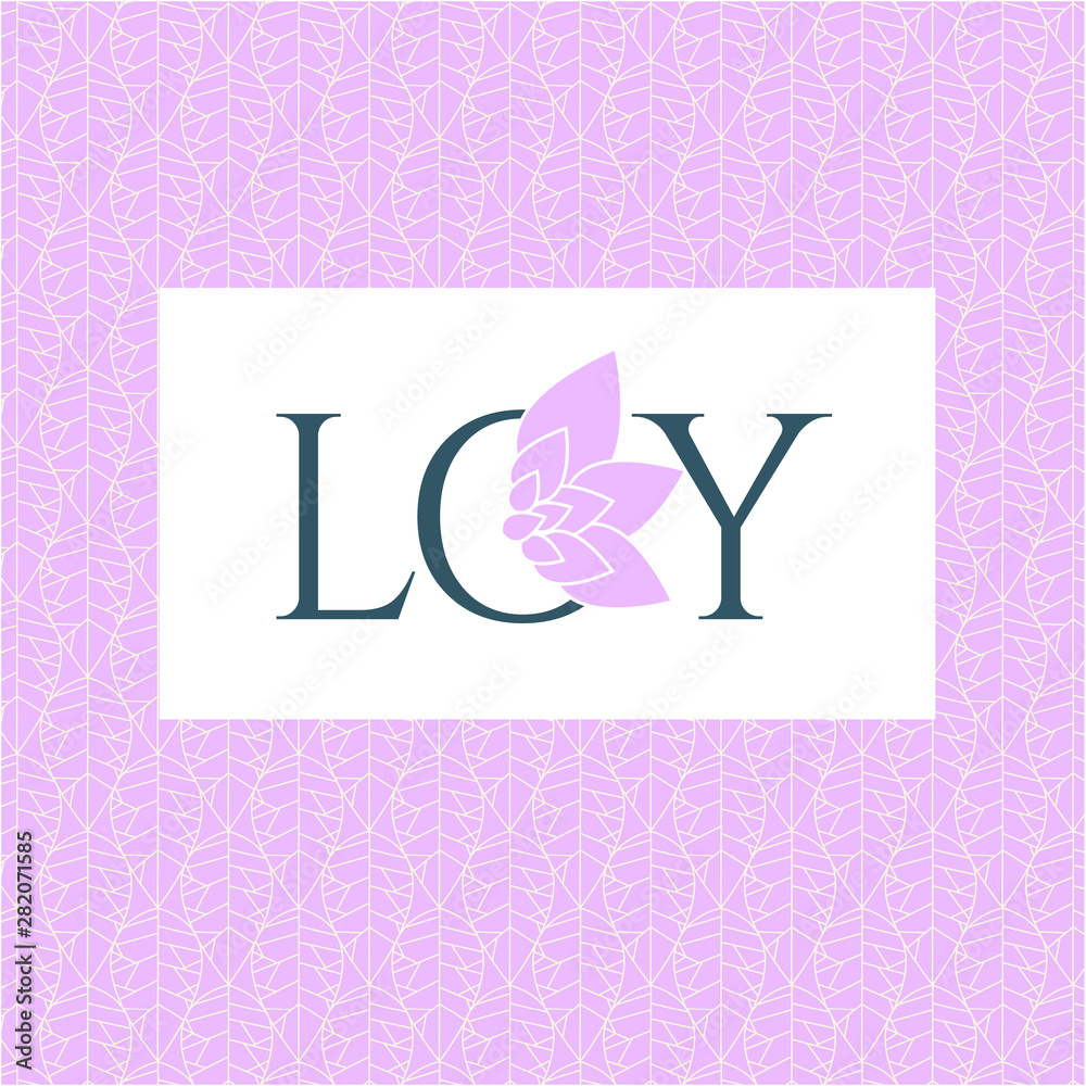 logo with a pink lily and the name Loy on a pink background using a ...