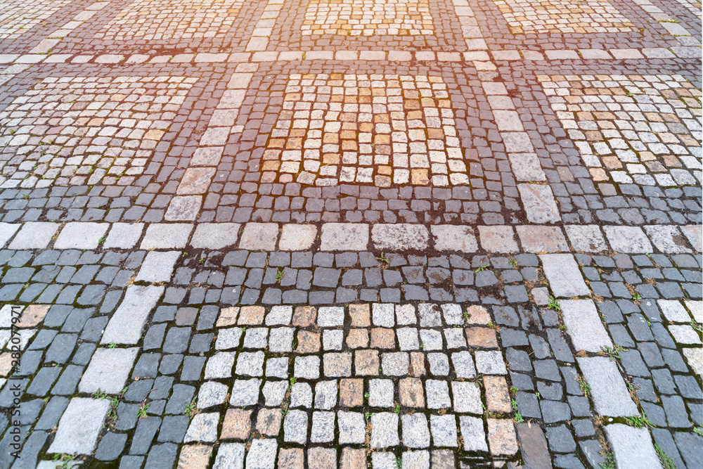 Old paving stones pattern. Texture of ancient german cobblestone in ...