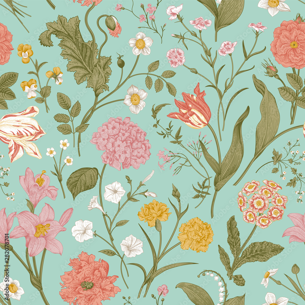Seamless vector floral pattern. Shabby Chic. Classic illustration Stock ...