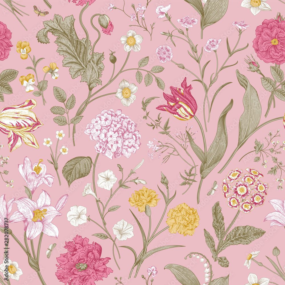 Seamless vector floral pattern. Shabby Chic. Classic illustration Stock ...