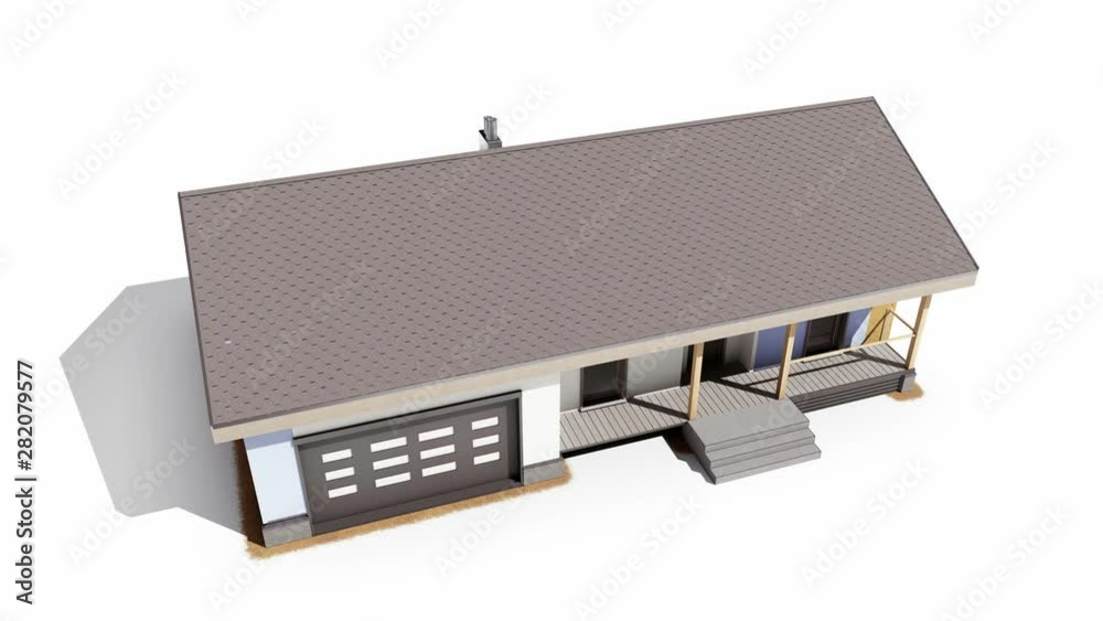 Final stage of construction of wood framed residential house. White ...