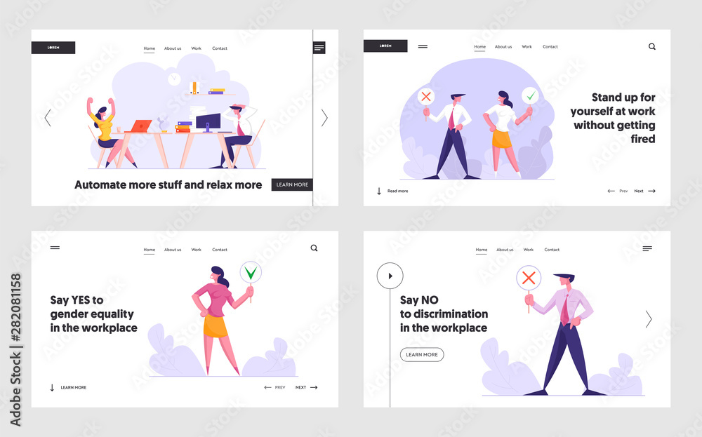 Voting People with Yes and No Signs and Office Workers at Work Place ...