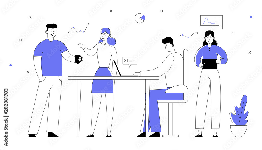 Office Employees Working Process. Businessmen and Businesswomen ...