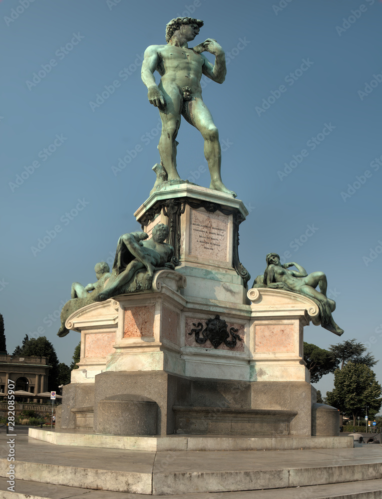 Michelangelo's David; bronze replica seen on the Piazzale Michelangelo ...